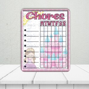 Digital Download for Sublimation, Princess Chore Chart, Chore Chart ...
