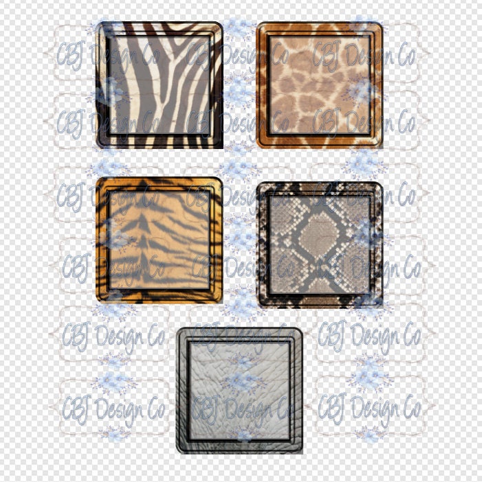 Digital Download Animal Print Square Keychain Design Bundle | Etsy