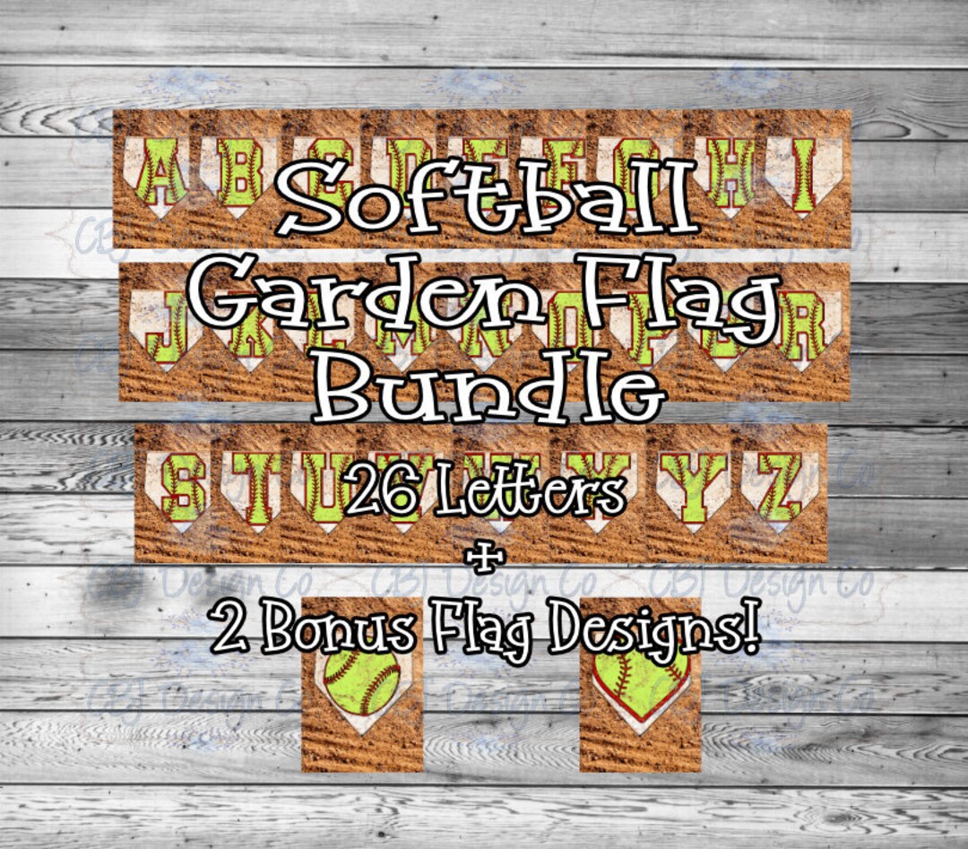 Digital Download for Sublimation, Softball Letter Flag Design Bundle ...