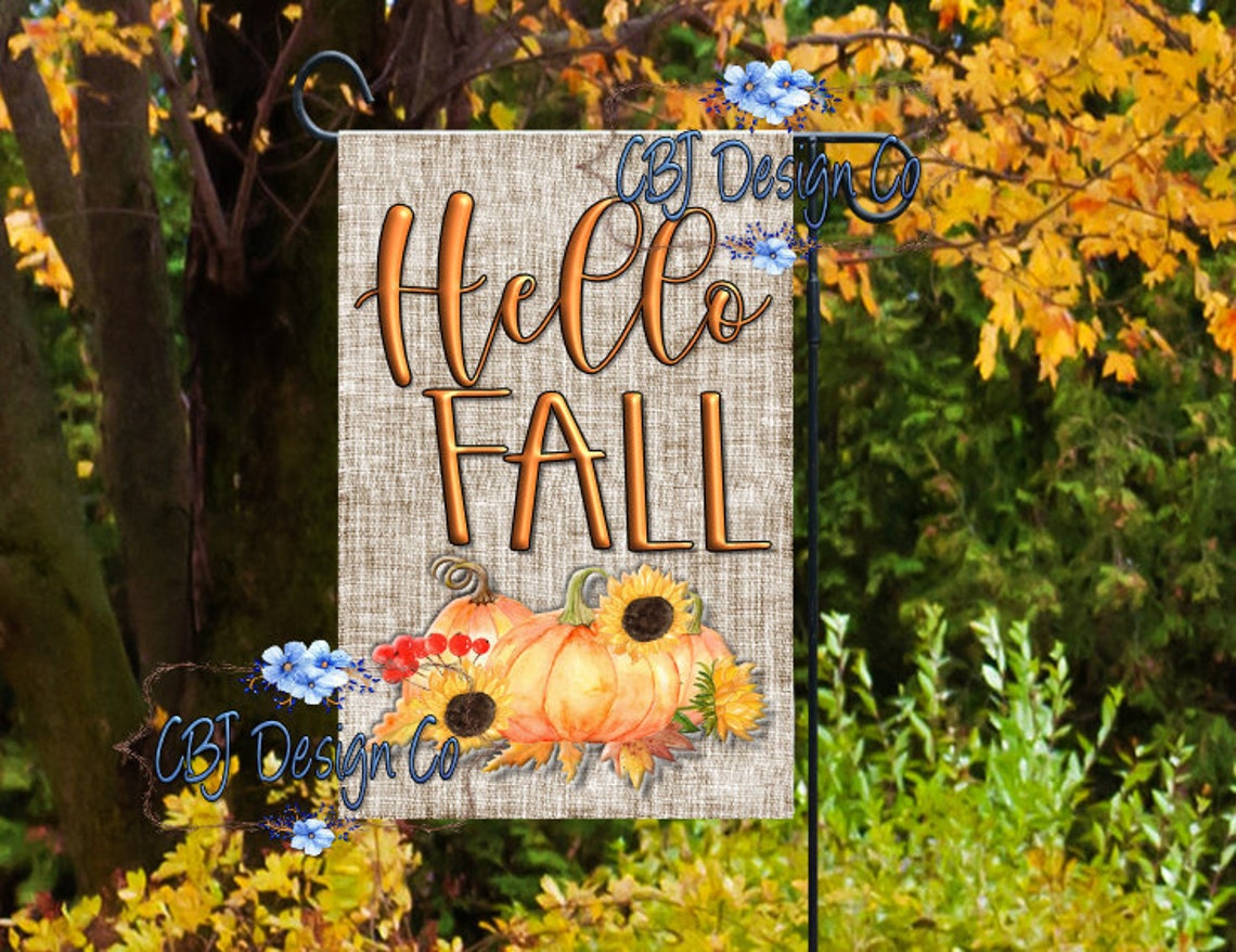 Digital Download Hello Fall Garden Flag Design Flag Design | Etsy