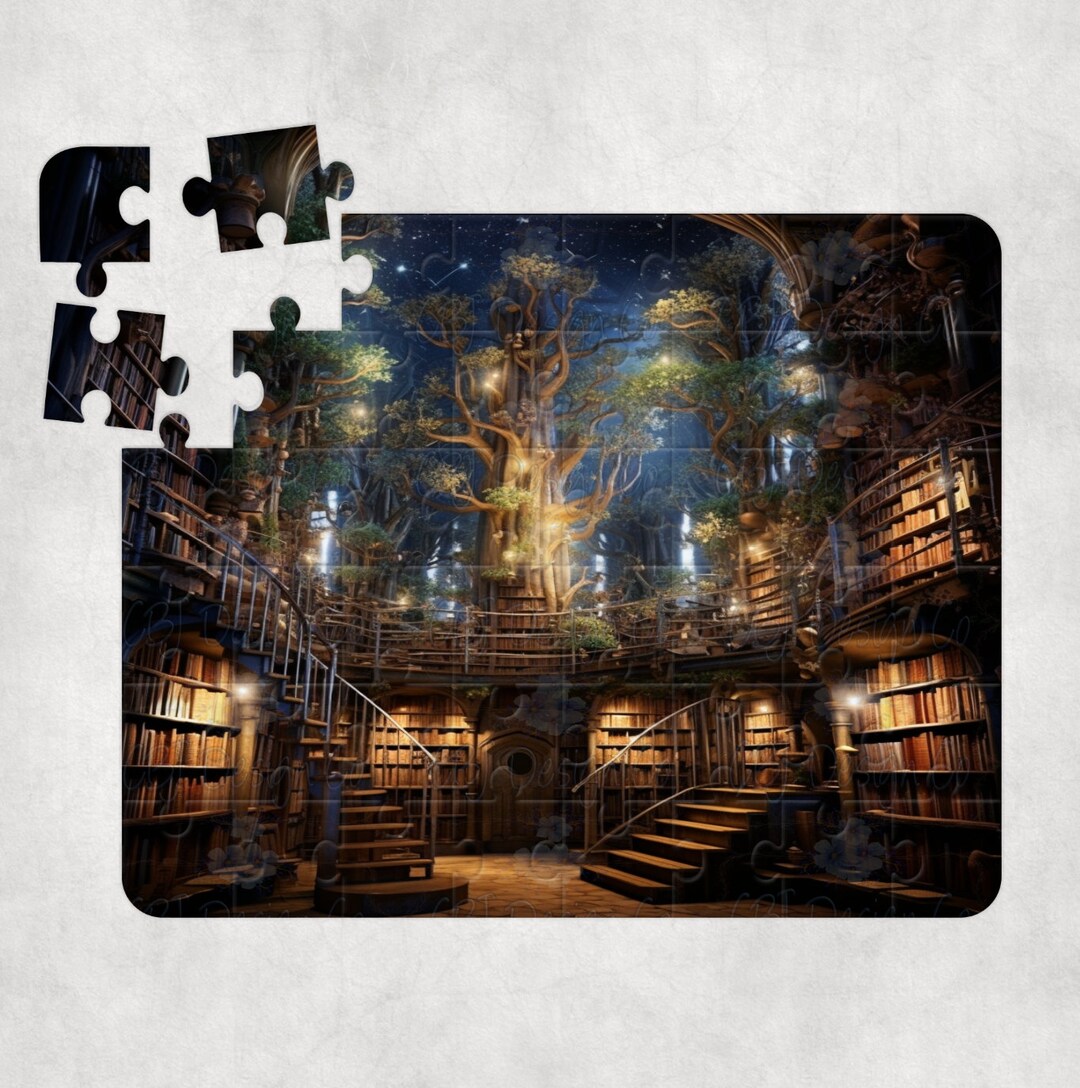 Digital Download for Sublimation, Magical Library Puzzle Design ...