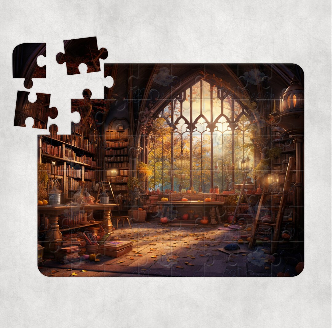 Digital Download for Sublimation, Magical Library Puzzle Design ...