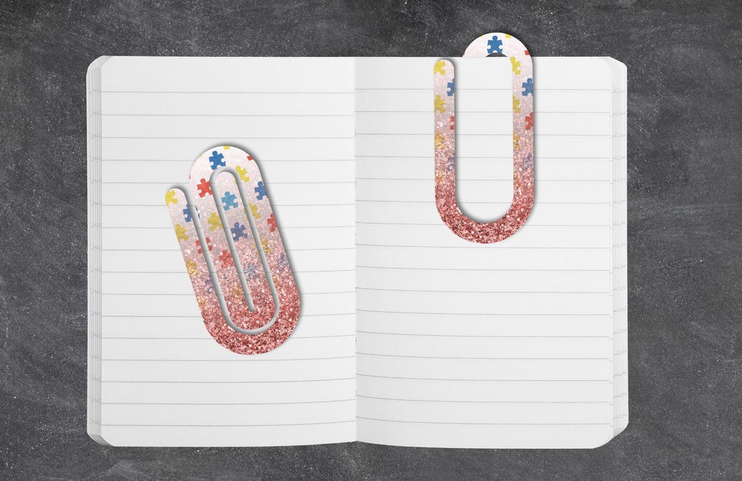 Digital Download for Sublimation, Paperclip Design, Glitter Autism Bookmark, Glitter Autism ...