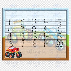 Digital Download for Sublimation, Monster Truck Number Practice Board ...