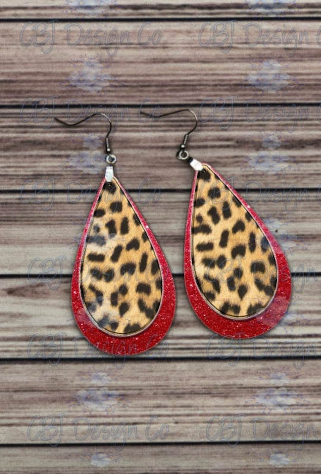 Digital Download, Leopard Print Layered Earring Designs for Sublimation ...