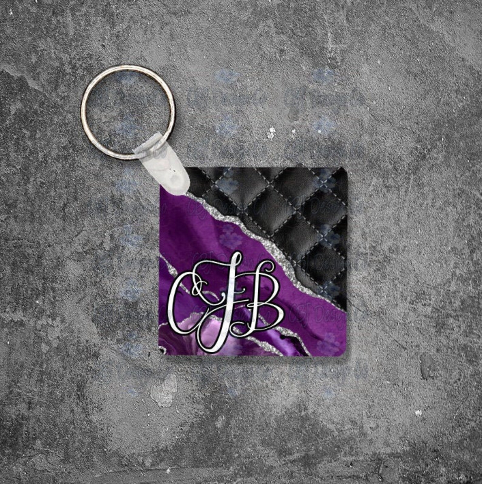 Digital Download Leather and Purple Square Keychain Design | Etsy