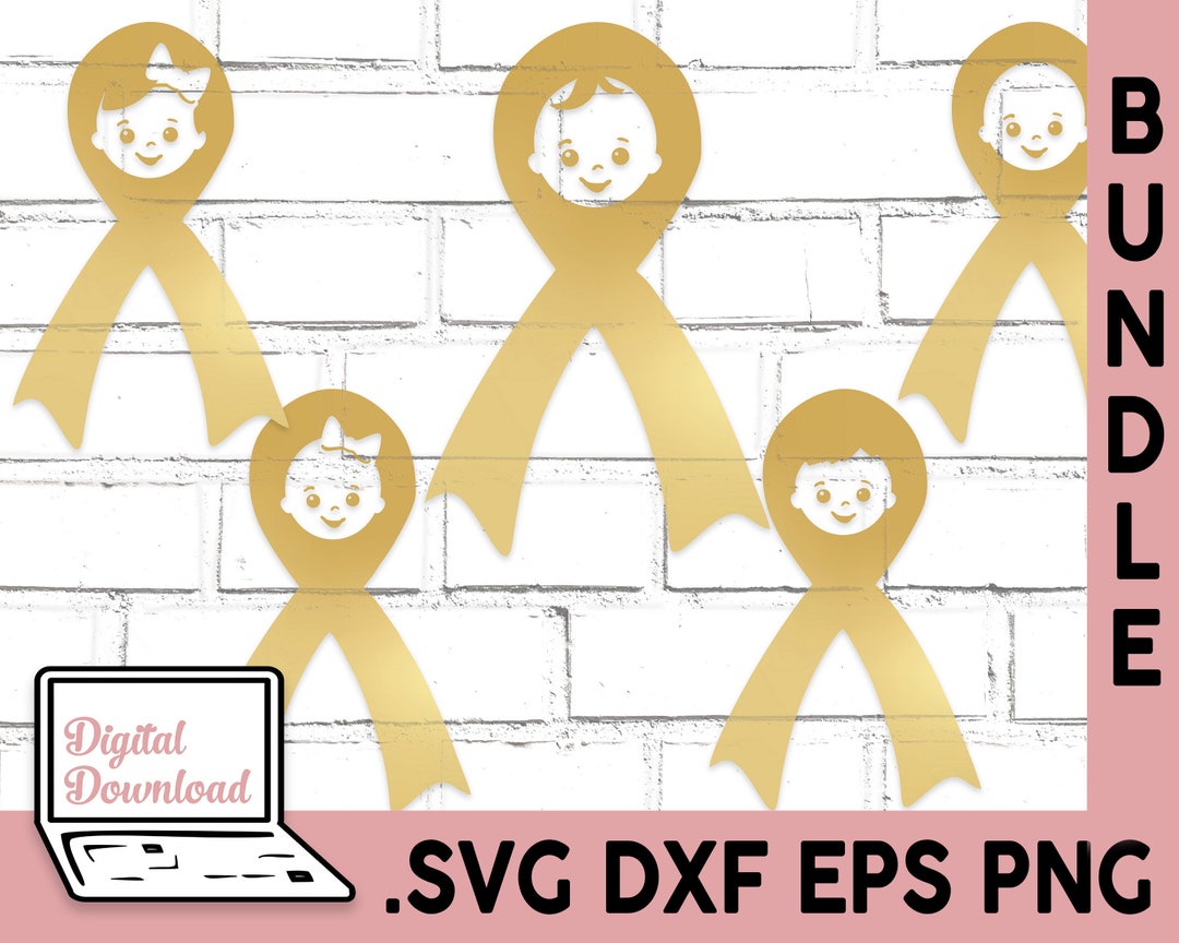 Childhood Cancer Awareness Digital Ribbons BUNDLE SVG Files Gold Ribbon ...