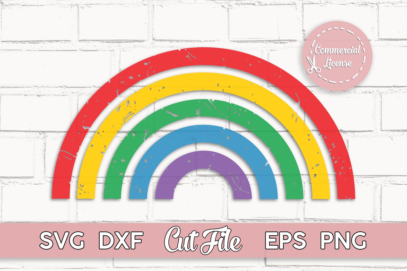 Rainbow SVG 2 Cut Files of Plain and Distressed Rainbows | Etsy UK