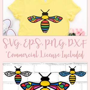 Bee SVG Bundle Rainbow Cut File With Bee Mosaic, Manchester, Pride ...