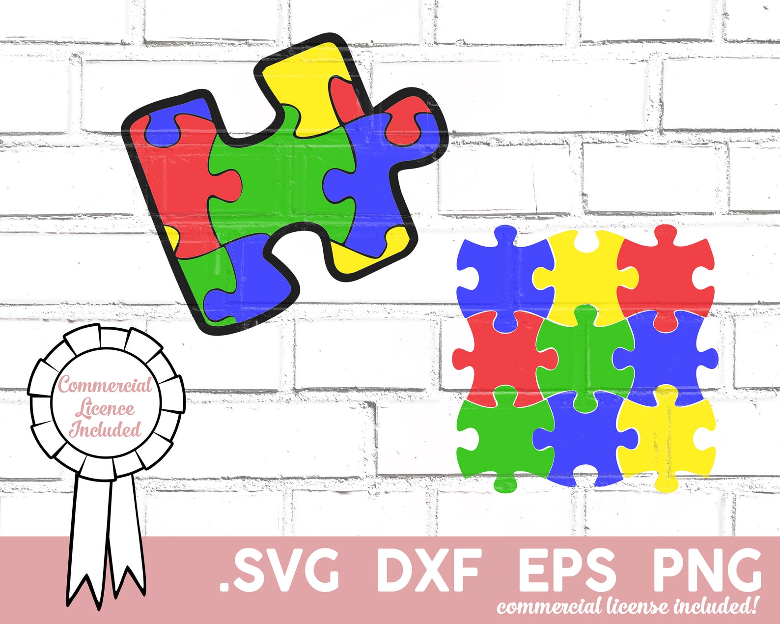 Autism Jigsaw puzzle piece SVG cut file for use in designs | Etsy