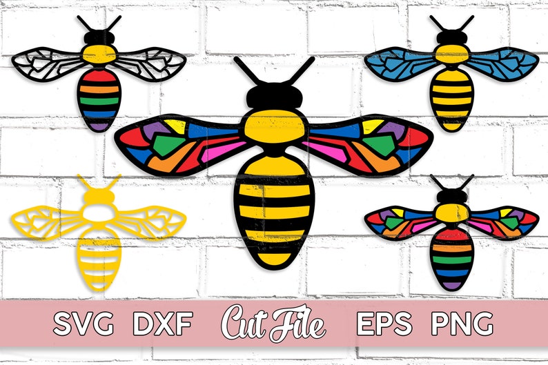 Bee SVG Bundle Rainbow Cut File With Bee Mosaic Manchester - Etsy