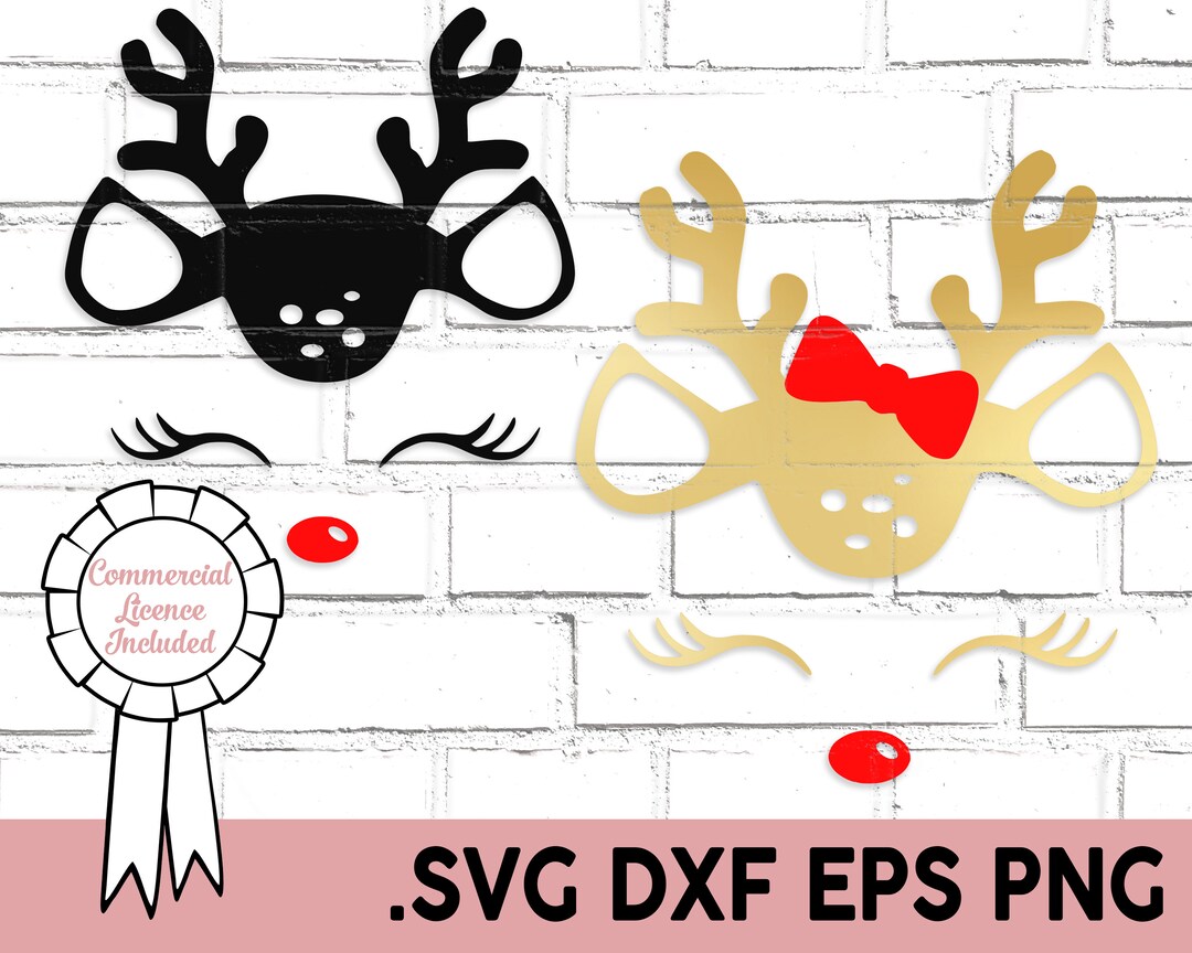 Cute Reindeer Face SVG Christmas Digital Cut File Svg, Png, Dxf, Eps ...