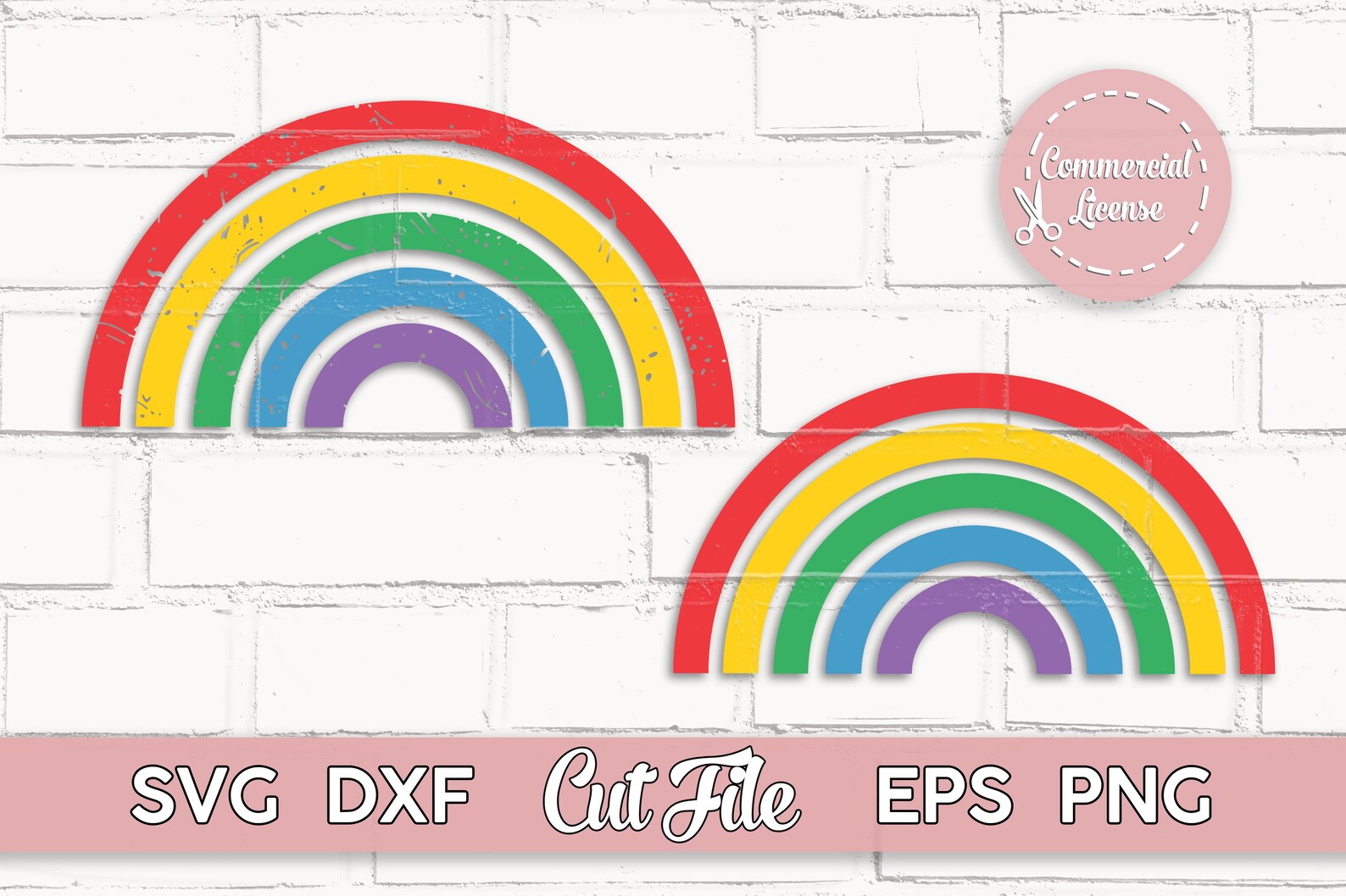 Rainbow SVG 2 Cut Files of Plain and Distressed Rainbows | Etsy UK