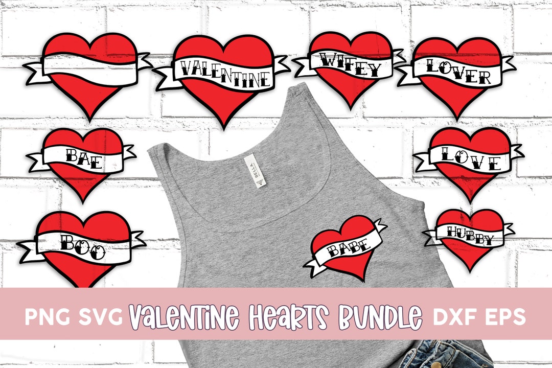 Tattoo Hearts SVG Valentine's Love Bundle huge Collection of Names ...