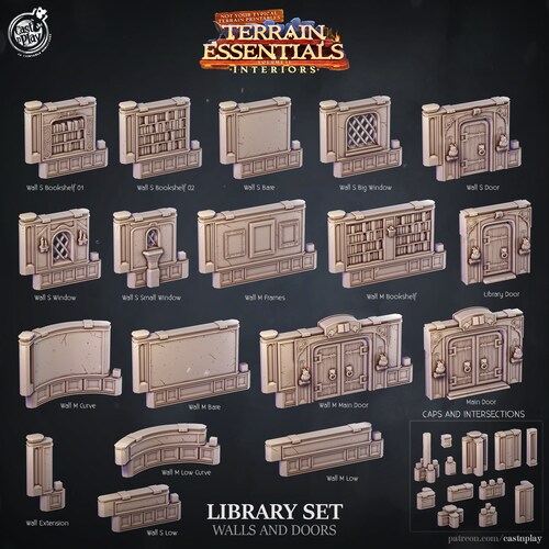 3D Printed Cast N Play Library Walls and Doors Terrain - Etsy