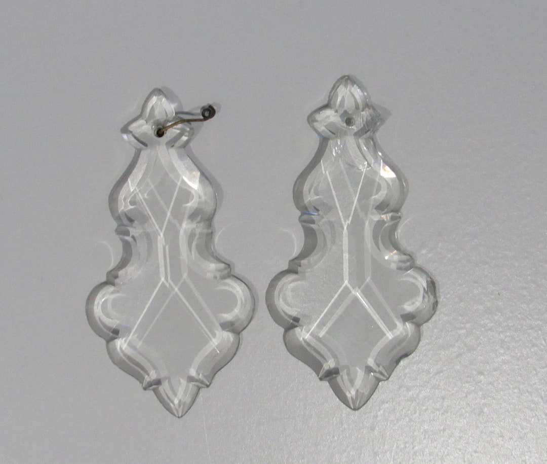 2 Vintage Cut Pendalogue Chandelier Crystals; Clear Prisms for ...