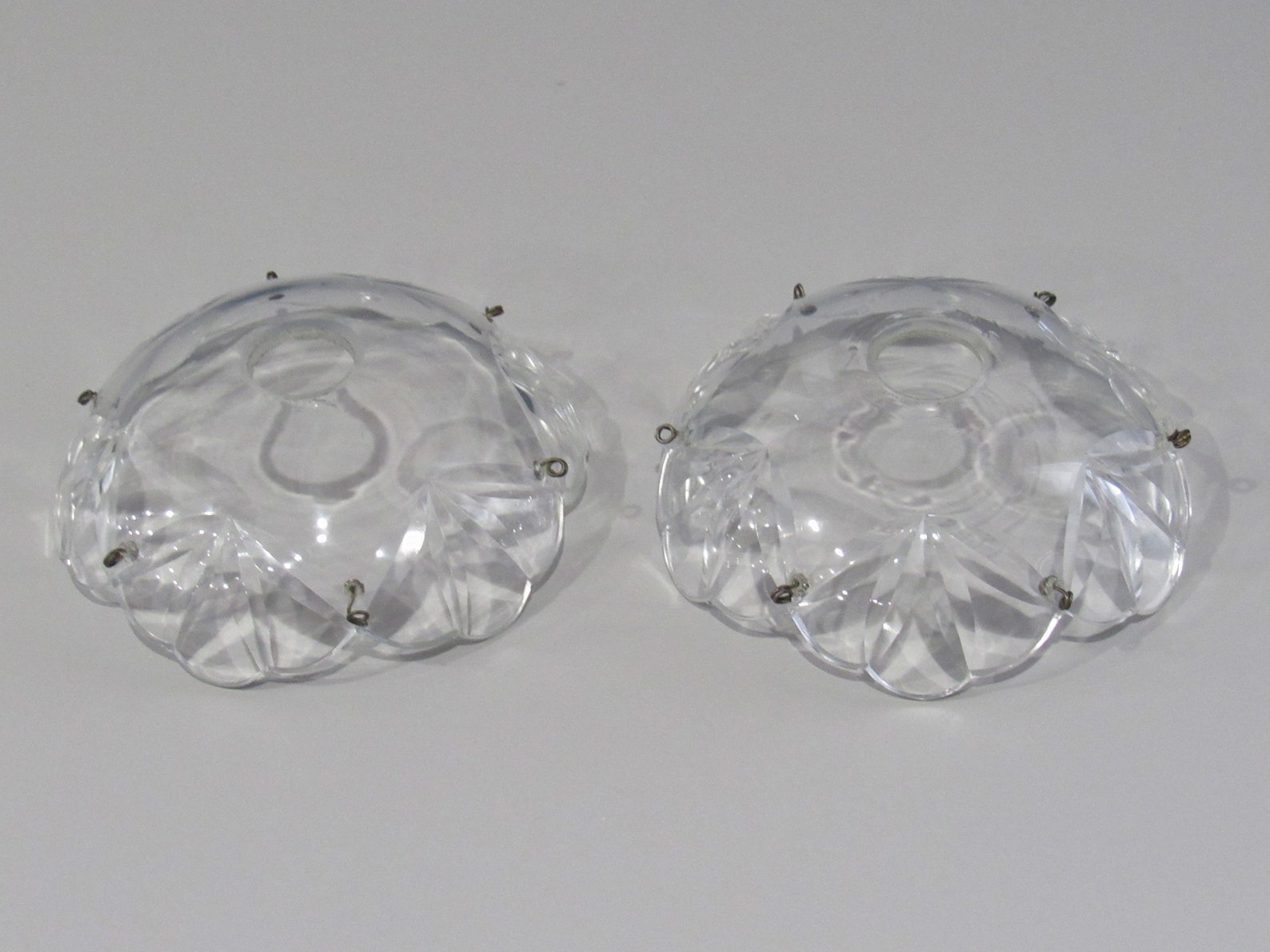 2 Vintage High Quality Lead Crystal Wheel Cut Bobeche Candle Cup for ...