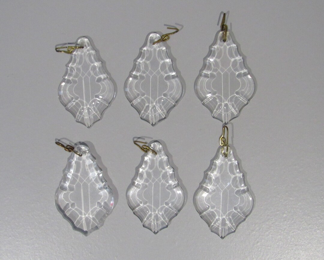 6 Vintage Chandelier Pendalogue Crystals; Clear Cut French Pendalogue ...