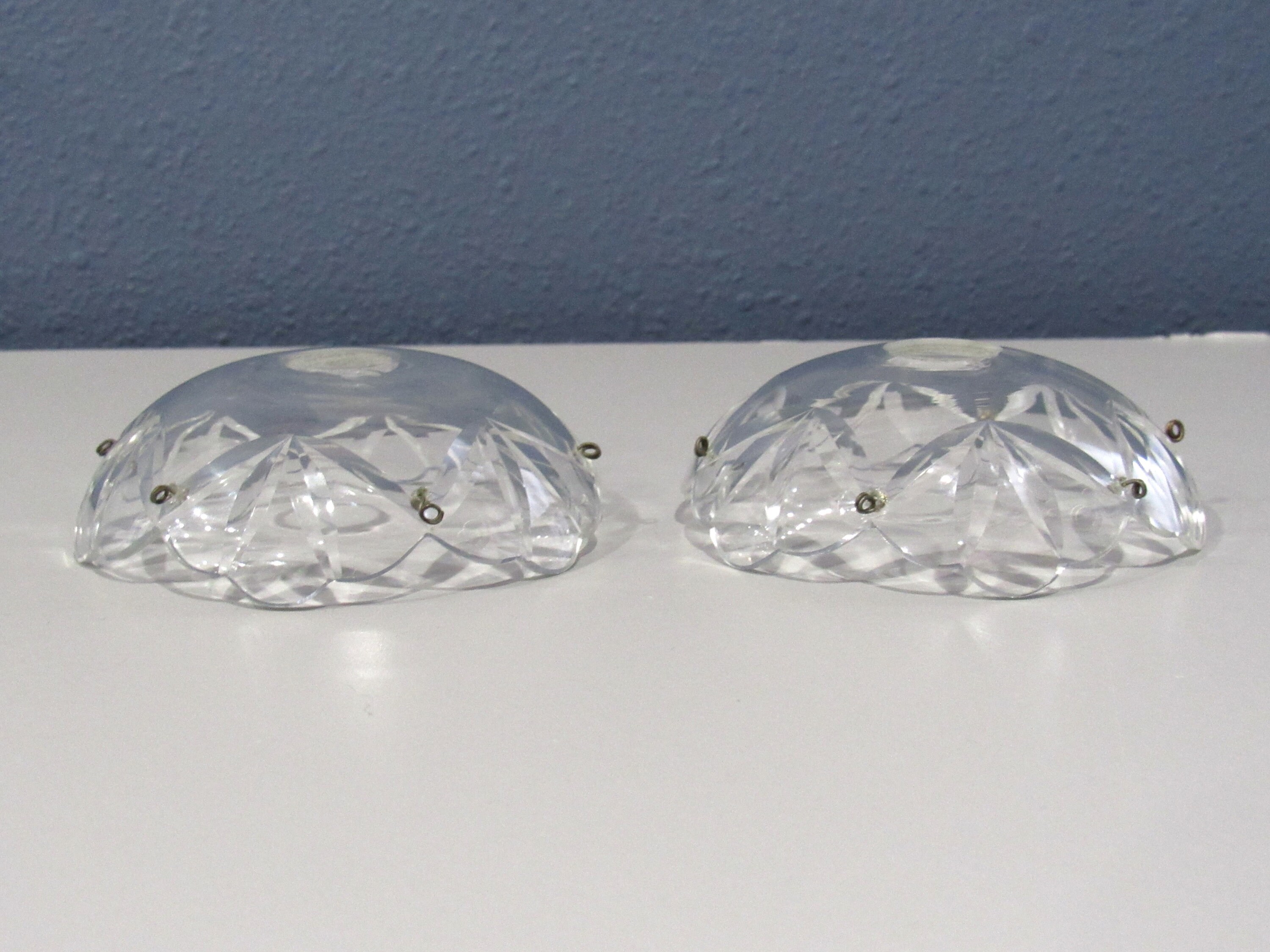 2 Vintage High Quality Lead Crystal Wheel Cut Bobeche Candle Cup for ...