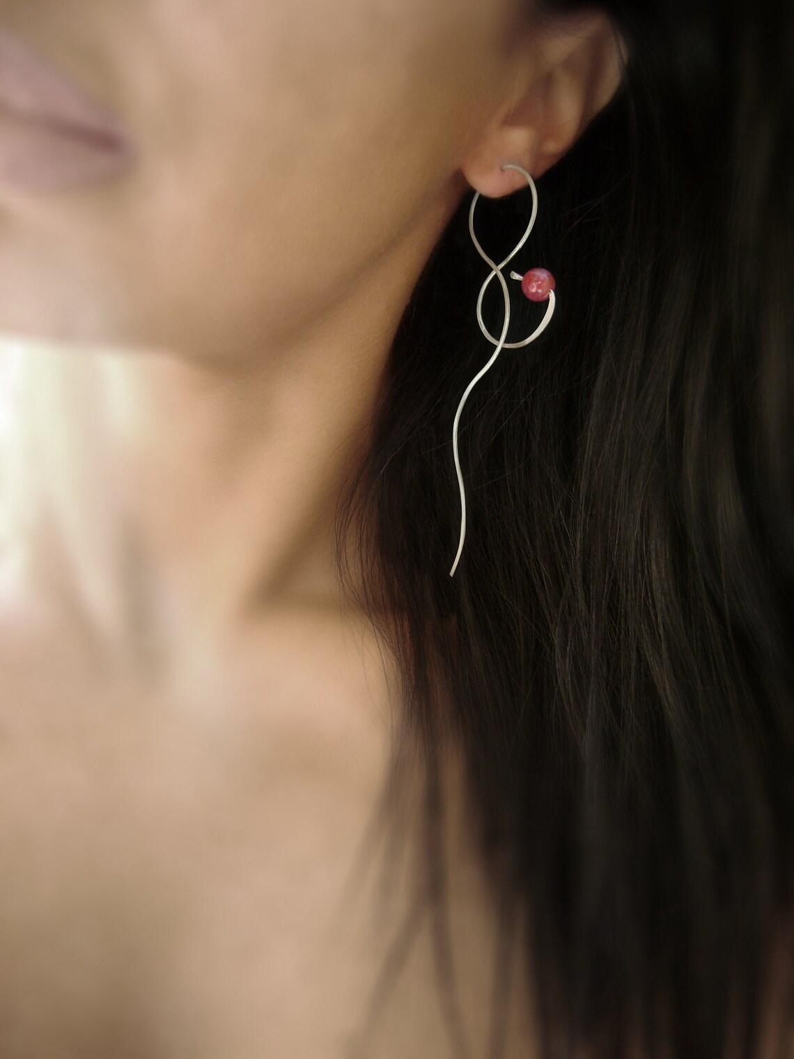 Long Simple Earrings Stretched Lobe Ears - Etsy