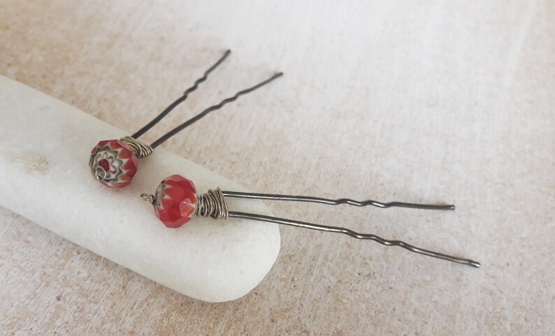 Red Hair Pin, Wedding Accessories, Bridal Hair Pins - Etsy