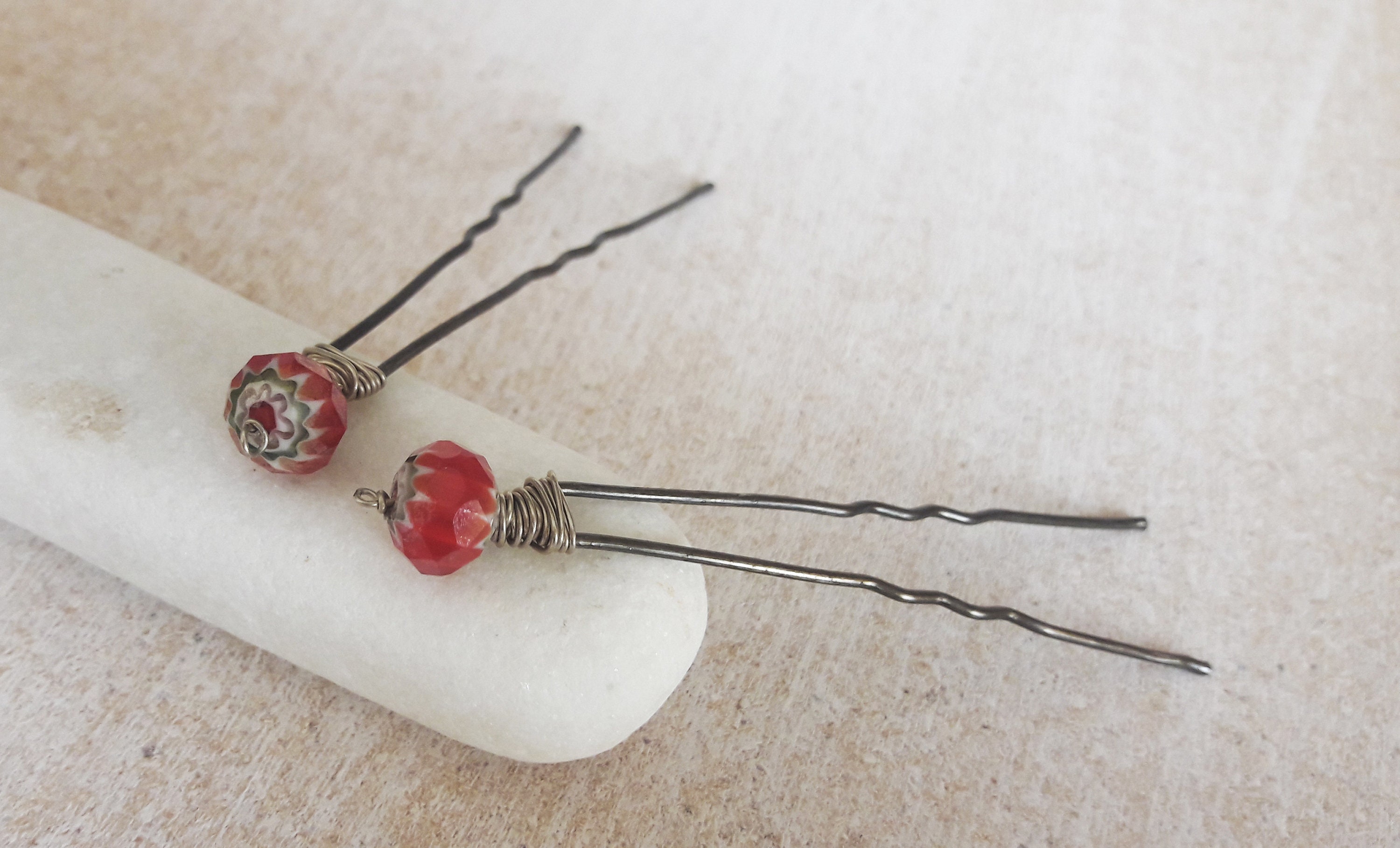Red Hair Pin Wedding Accessories Bridal Hair Pins Etsy