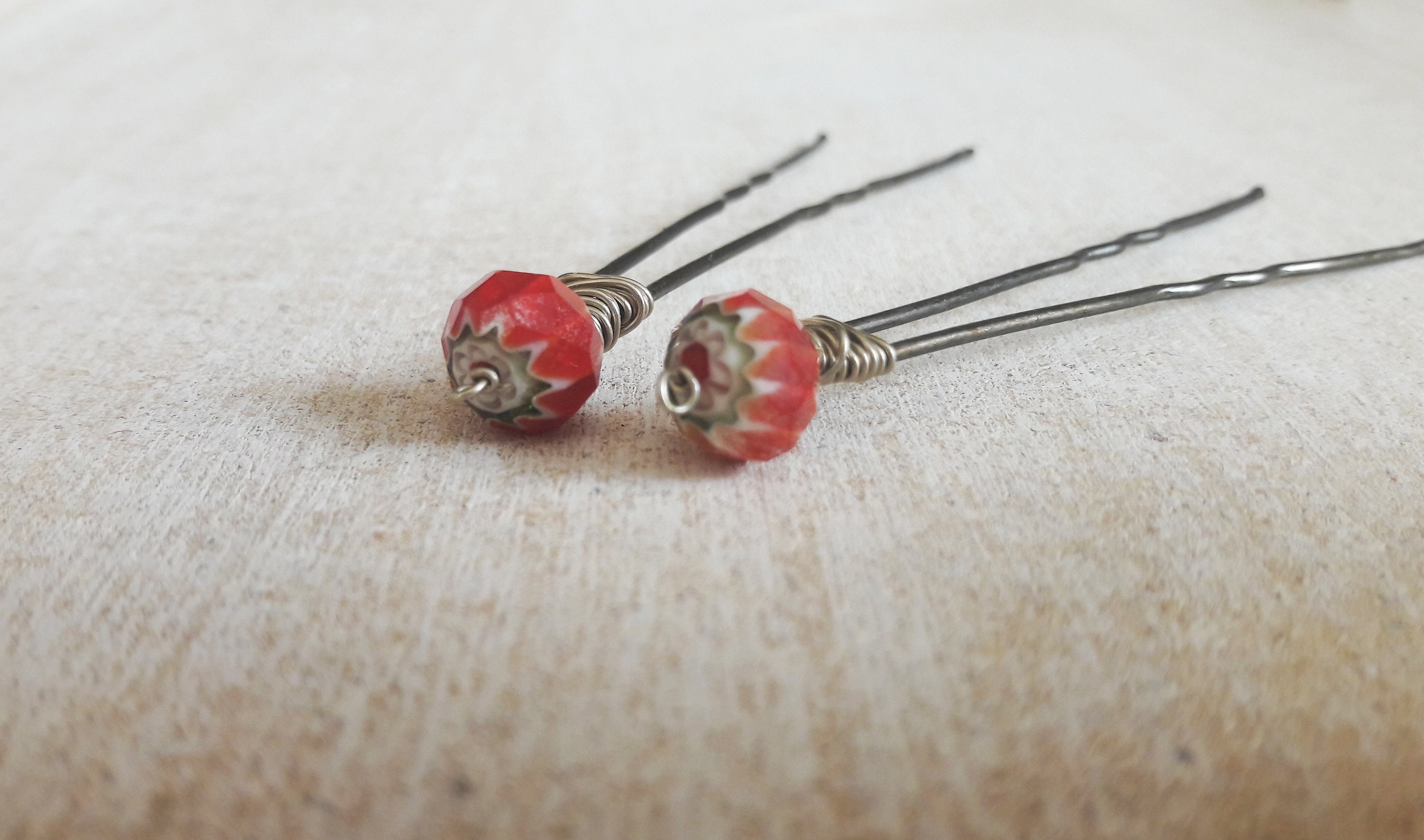 Red Hair Pin Wedding Accessories Bridal Hair Pins Etsy