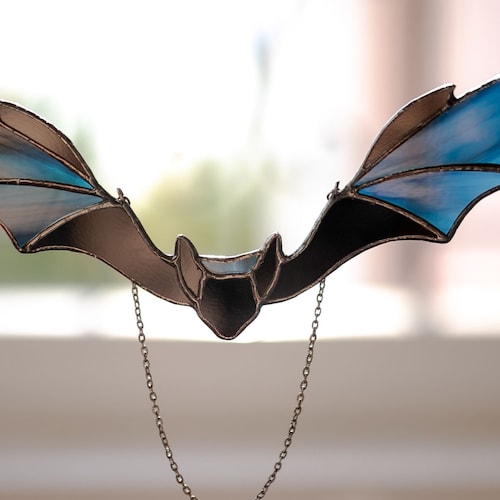 Stained Glass Bat Suncatcher Halloween Decor Indoor Bat Window - Etsy