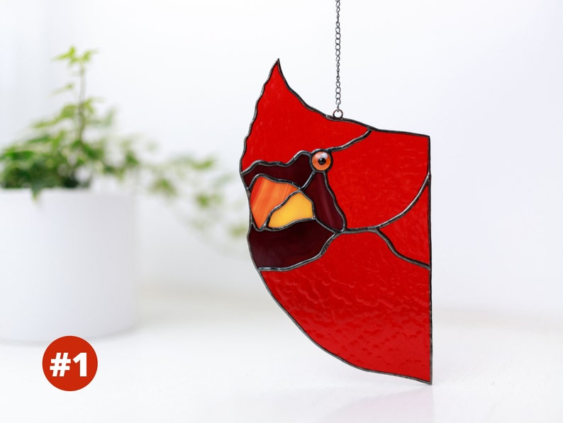 Red Cardinal Stained Glass Window Hangings Mothers Day Gift - Etsy