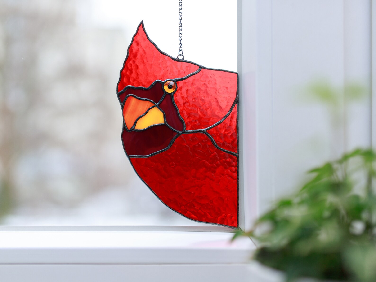 Red Cardinal Stained Glass Window Hangings Mothers Day Gift - Etsy