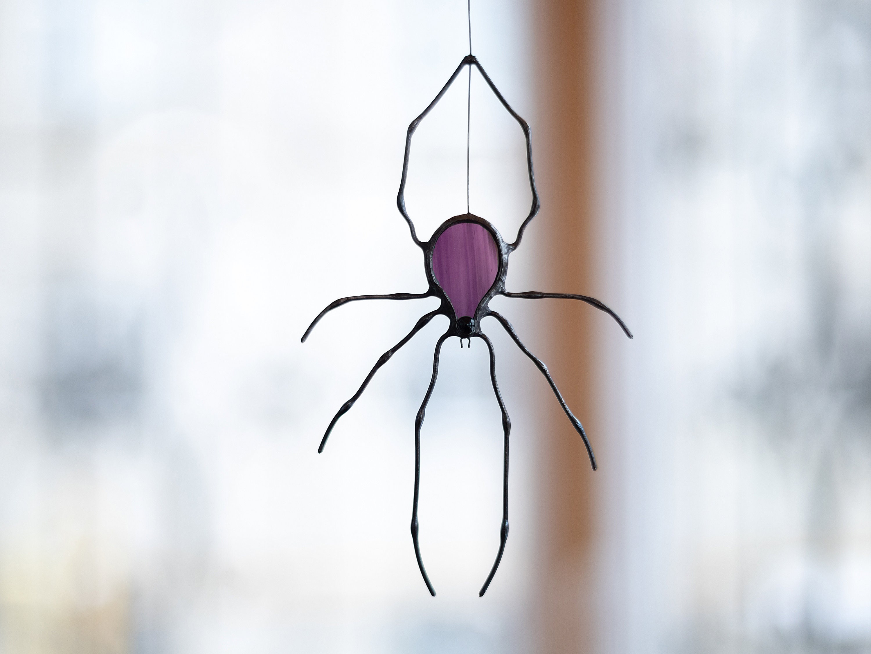 Stained glass spider Real spooky spider on the web Unique | Etsy