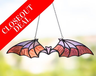 Stained Glass Bat Decor Halloween Bat Stained Glass Window | Etsy