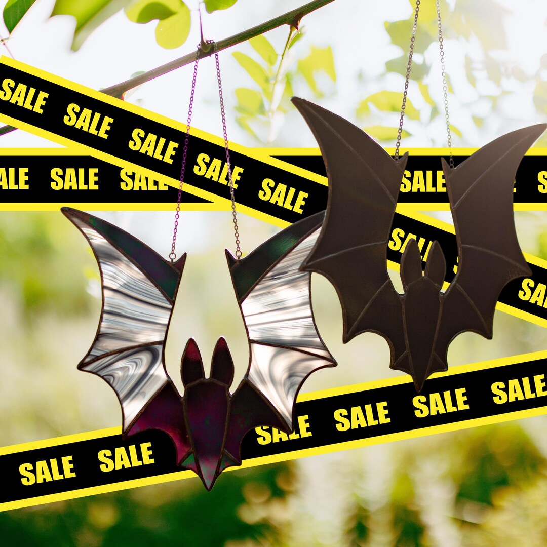 Stained Glass Bat Suncatcher, Halloween Decor Indoor Bat Window ...
