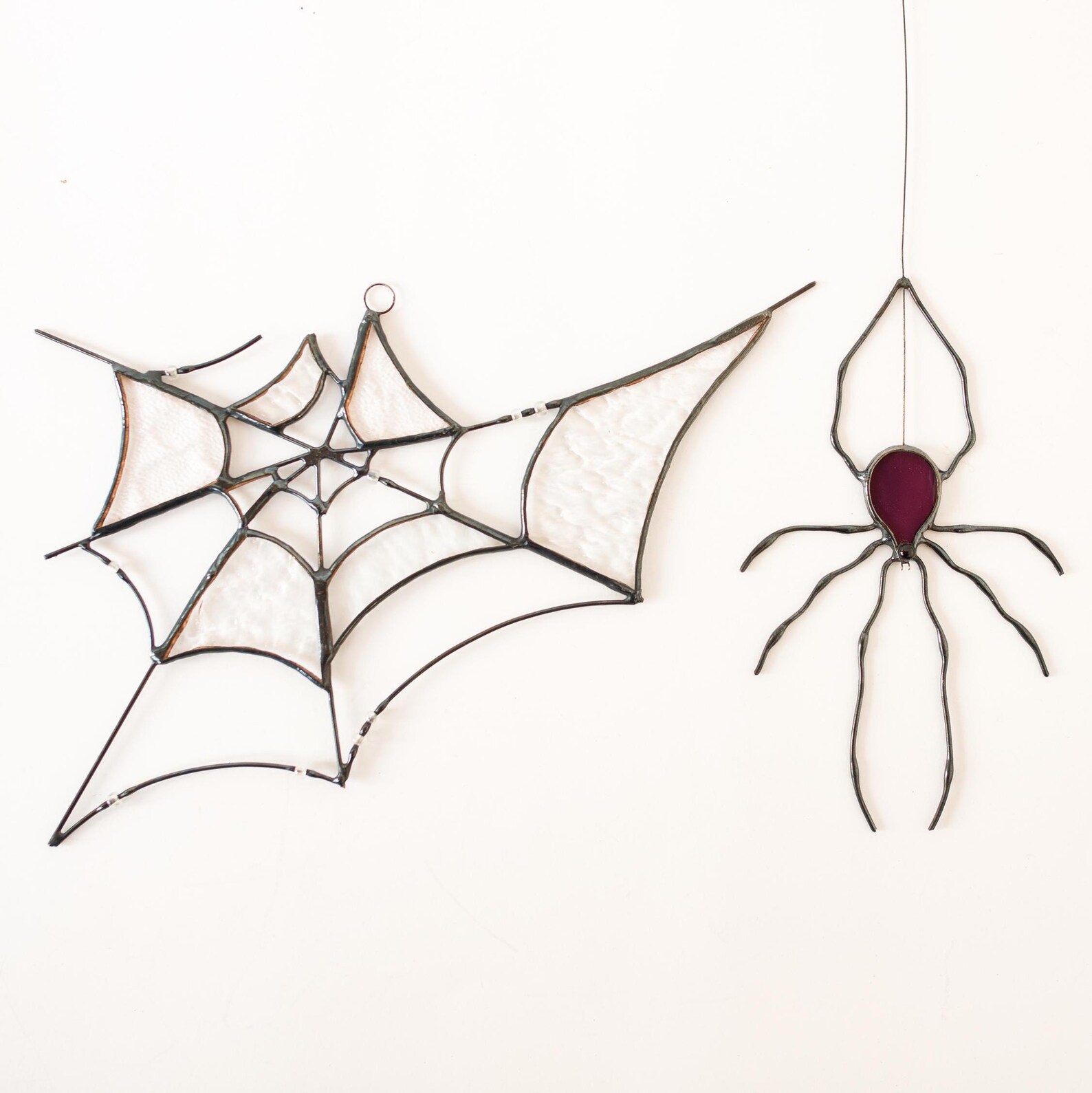 Spider Web Suncatcher, Gothic Home Decor, Spiderweb Corner Stained ...