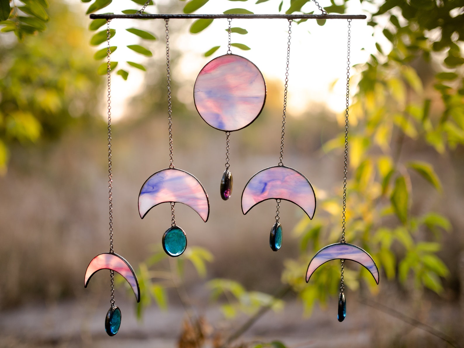 Stained Glass Moon Phases Decor for Window Celestial Decor - Etsy