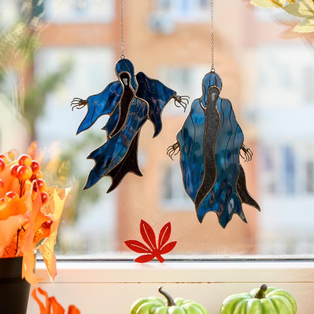 Stained Glass Grim Reaper Suncatcher, Halloween Gothic Window Decor - Etsy
