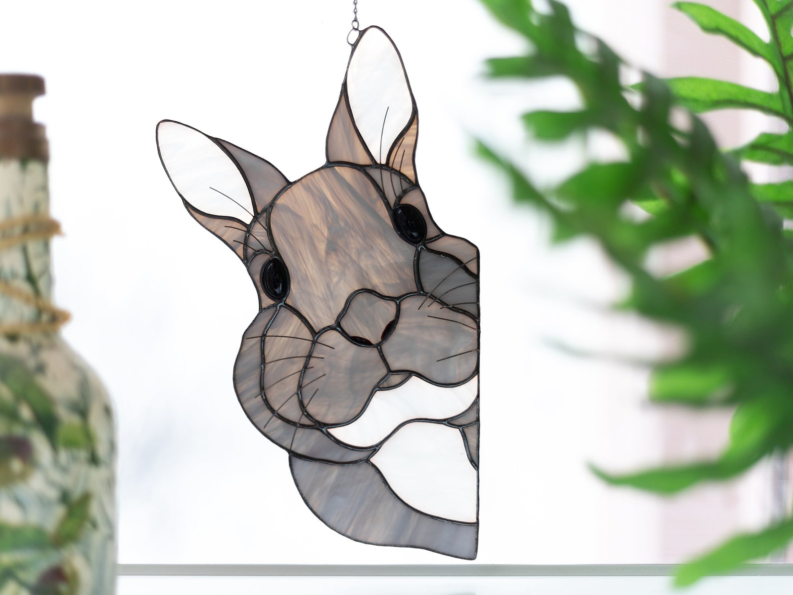 Easter Bunny Stained Glass Bunny Peeking Bunny Suncatcher | Etsy UK