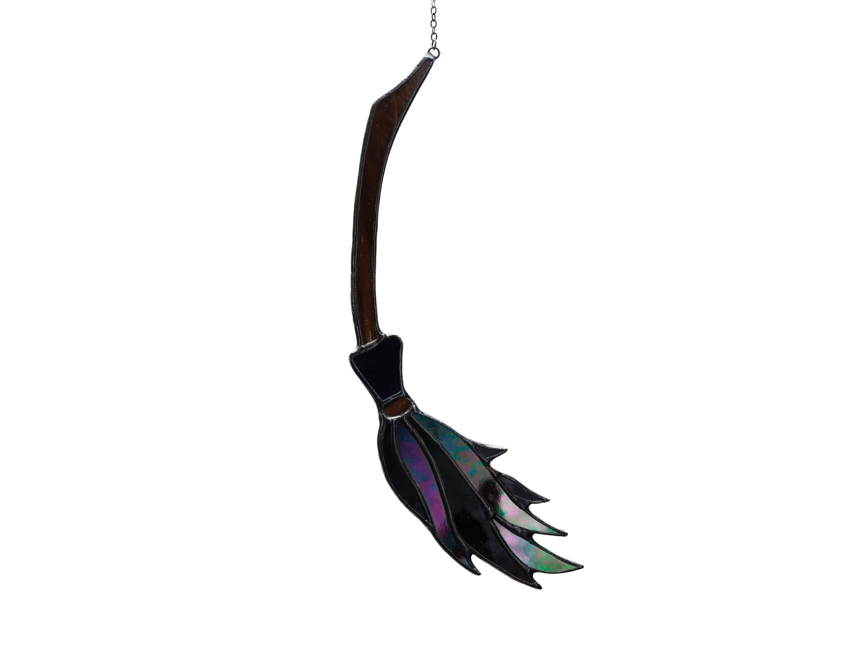 Stained Glass Witch Broom Suncatcher, Halloween Window Hanging Decor - Etsy