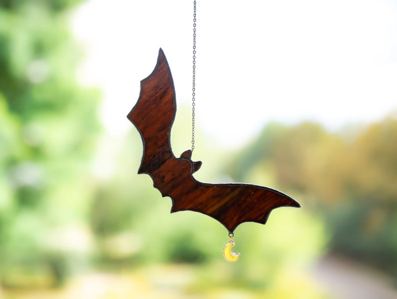 Stained Glass Bat Suncatcher Halloween Decor Indoor Bat Window - Etsy