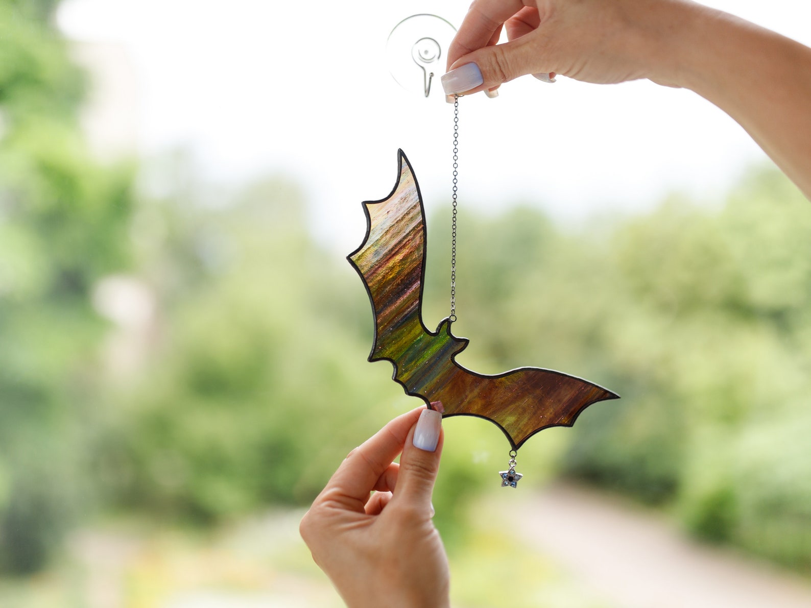 Stained Glass Bat Suncatcher Halloween Decor Indoor Bat Window - Etsy