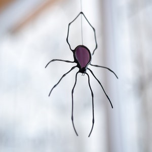Spider stained glass window hangings Halloween decor indoor | Etsy