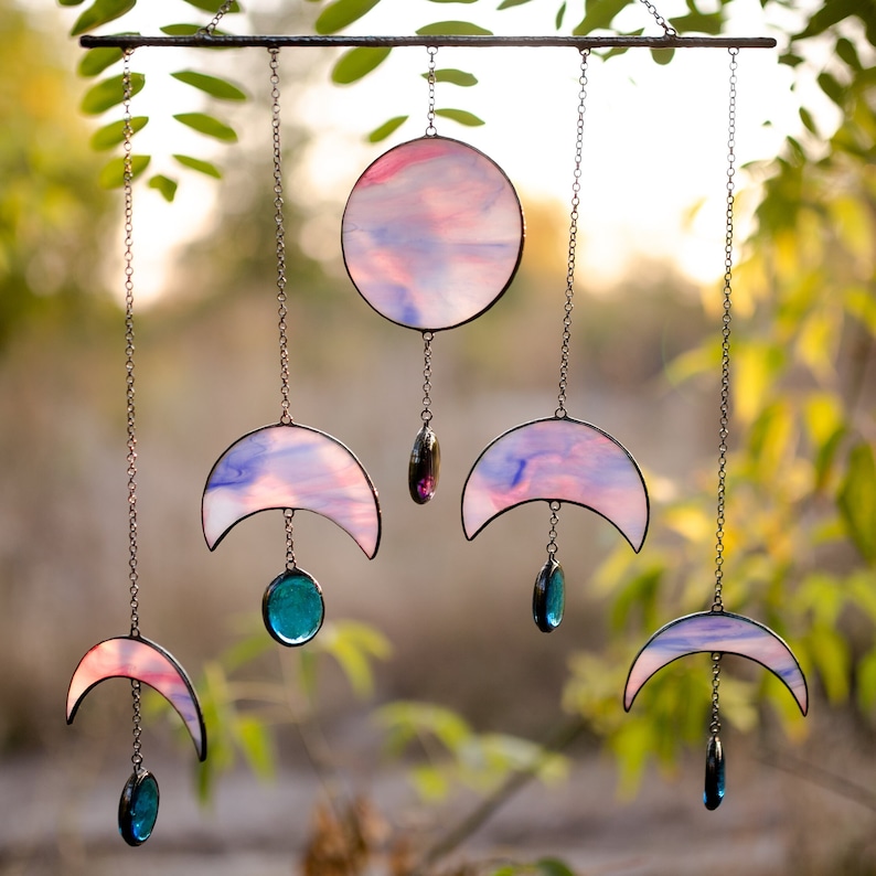 Stained Glass Moon Phases Suncatcher - Celestial Window Decor - Etsy
