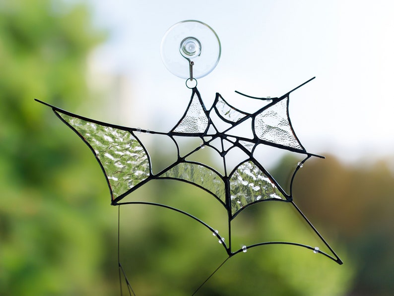 Spider Web Stained Glass Spider on the Web Window Hangings - Etsy