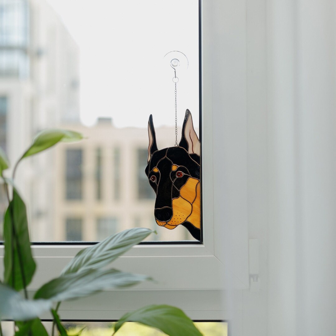 Stained Glass Doberman Suncatcher, Personalized Pet Gifts for Dog ...