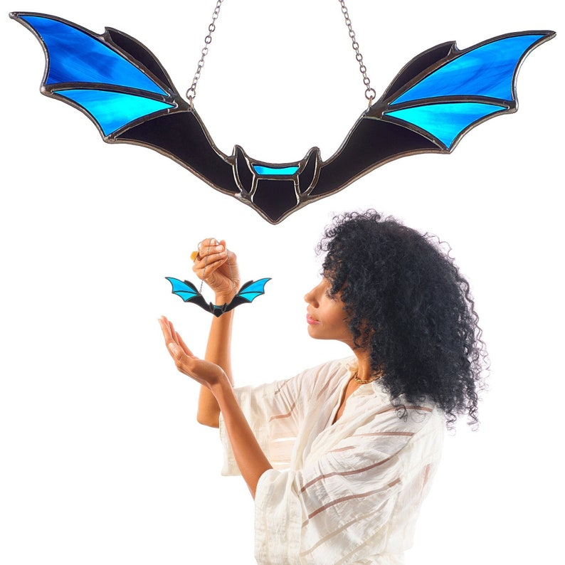 Stained Glass Bat Decor Halloween Bat Stained Glass Window - Etsy
