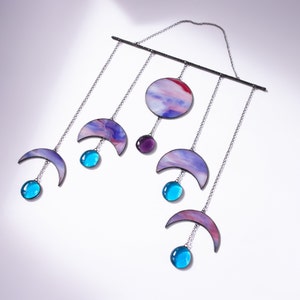 Stained Glass Moon Phases Suncatcher - Celestial Window Decor - Etsy