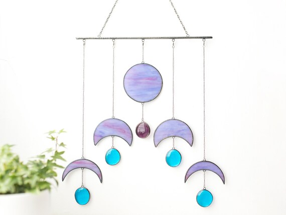 Stained Glass Moon Phases Decor for Window Celestial Decor - Etsy