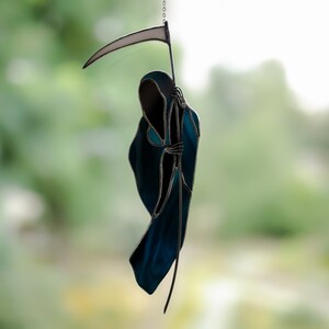 Halloween Decorations Stained Glass Grim Reaper Real Glass - Etsy