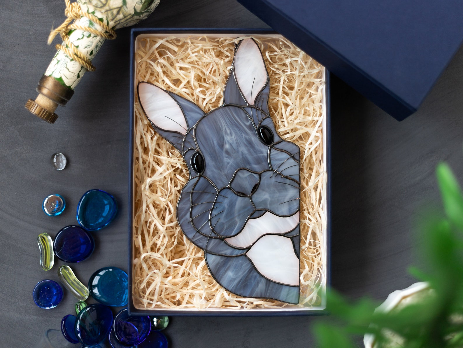 Easter Bunny Stained Glass Bunny Peeking Bunny Suncatcher | Etsy UK