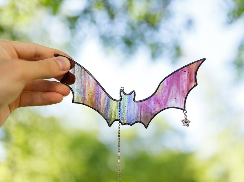 Stained Glass Bat Suncatcher Halloween Decor Indoor Bat Window - Etsy
